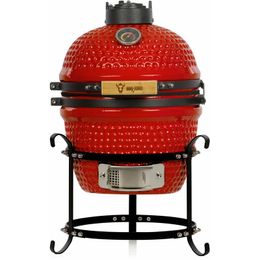 Kamado Grill Holzkohlegrill ø 32 cm haiiro mit Grillrost und Thermometer, Rot - BBQ-Toro