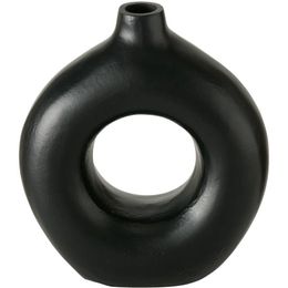 Boltze - Vase Ronella schwarz matt moderne Blumenvase / Dekovase, LxBxH 19x8x23 cm