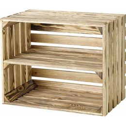 iWerk - Holzkiste mit langem Mittelbrett natur/geflammt 50 x 40 x 30 cm Holzkiste