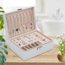 Schmuckkästchen Damen ,Schmuckaufbewahrung PU-Leder Schmuckbox Velvet Jewelry Box PU-Leder Schmuckschatulle mit Schlüssel für Frauen Ringe Ohrringe