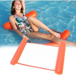 Aufblasbares Wasserliege Schwimmbett Wasser-Hängematte 4-in-1 Loungesessel Pool Lounge luftmatratze hängematte Orange - Swanew