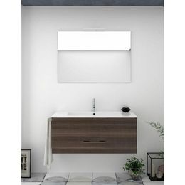 Badezimmer-Set Florenz Schubladen - 8 verschiedene Farben - 14 Größen - inkl. Möbel, Waschbecken und Spiegel - Tea Esche 100x45Cm