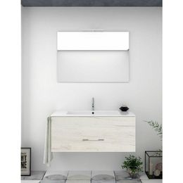Badezimmer-Set Florenz Schubladen - 8 verschiedene Farben - 14 Größen - inkl. Möbel, Waschbecken und Spiegel - Nordisches Weiß 80x45Cm