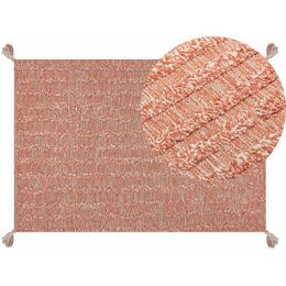 Beliani - Teppich Orange Baumwolle 140 x 200 cm Rechteckig mit Quasten Boho Fußbodenheizung Geeignet Wohnzimmer Schlafzimmer Esszimmer Flur Diele