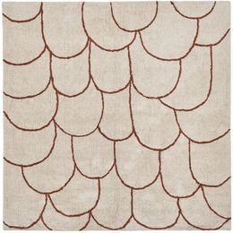 Beliani - Teppich Beige Baumwolle 200 x 200 cm Quadratisch Geometrisches Muster Boho Fußbodenheizug Geeignet Wohnzimmer Schlafzimmer Esszimmer Flur