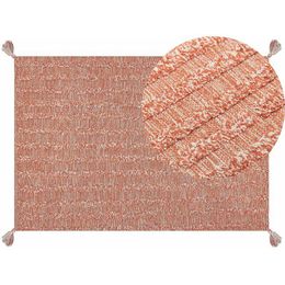 Beliani - Teppich Orange Baumwolle 160 x 230 cm Rechteckig mit Quasten Boho Fußbodenheizung Geeignet Wohnzimmer Schlafzimmer Esszimmer Flur Diele