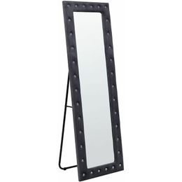 Beliani Standspiegel Dunkelgrau Samt 50 x 150 cm Rechteckig mit Strasssteinen Samtrahmen Glamourös Ganzkörperspiegel für Wohnzimmer Schlafzimmer Flur - Grau