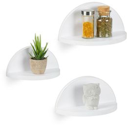 Wandregal Set, 3 verschiedene Größen, Wandablage für Flur, Küche & Wohnzimmer, Schweberegal Deko, mdf, weiß - Relaxdays