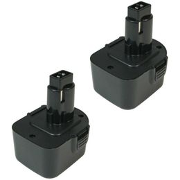 TRADESHOP Trade-shop - 2x Hochleistungs Werkzeug Ni-MH Akku 12V 3000mAh für black & decker CD1200K CD431K FS12 FSL12 HP331K2 MT1203B PS12VK PS12VK2 PS3500