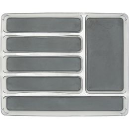 Wenko - Besteckkasten 6 Fächer, Grau, Kunststoff (pet) transparent, Kunststoff (tpr) grau - grau