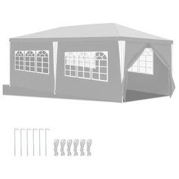HENGDA 3x6m Pavillon weiß Partyzelt UV-Schutz Material PE-Plane Hochwertiges GartenPavillon mit 6 Seitenteilen für Hochzeit Party Garten Camping