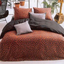 Bestlivings - Bettwäsche 2-tlg. Bettbezug Set 135x200cm + 80x80cm - Spots & Dots ( Cognac ) - Schlafkomfort Bettgarnitur mit Reißverschluss Baumwolle