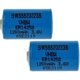 vhbw - 2x ER14250 Rundzellenbatterien Ersatz für TL-2150, TL-2150/S, TL-2151, TL2150, TL2151 - Spezialbatterien (1200mAh, 3,6V, Li-SOCl2)