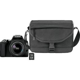Canon EOS 250D Kit + Tasche SB130 und Speicherkarte SD 16 GB Spiegelreflexkamera, 24,1 Megapixel, 18-55 mm Objektiv, Touchscreen Display, WLAN, Schwarz