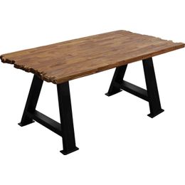 Sit Esstisch Tops&Tables, aus recyceltem Altholz, beige|schwarz