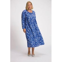 Ulla Popken Jerseykleid Jersey-Kleid Midi-Länge Schneestern Print Rundhals