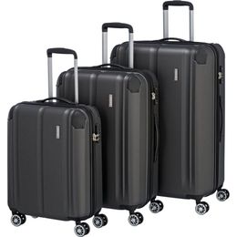 Travelite Trolleyset CITY 4w L/M/S, 4 Rollen, (3 tlg), Kofferset Reisegepäck Reisekoffer mit erweiterbarem Volumen, grau