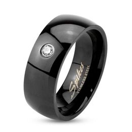 BUNGSA Fingerring Ring Kristalle klassisch Schwarz aus Edelstahl Unisex (Ring