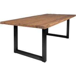 Sit Esstisch Tops&Tables, mit rustikaler Tischplatte aus recyceltem Altholz Teak, schwarz
