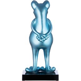 Tierfigur CASABLANCA BY GILDE "Skulptur Frosch petrol" Dekofiguren Gr. B/H/T: 32 cm x 68 cm x 30 cm, blau Tierfiguren