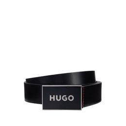 Hugo Ledergürtel Gerrity_Sz30 mit Markenlabel auf der Schnalle, schwarz