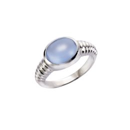 JAMELLI Fingerring 925 Silber rhodiniert Quarz blau (beh), weiß