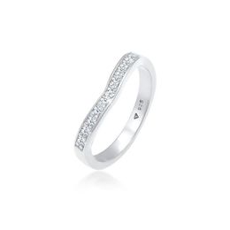 Elli DIAMONDS Diamantring Diamanten (0.15 ct) V-Form Verlobung 925 Silber, silberfarben