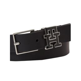 Tommy Hilfiger Ledergürtel TH MONOGRAM 2.5 mit Metall-Label, schwarz