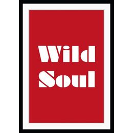 queence Bild Wild Soul, Sprüche & Texte, Spruch, gerahmt, rot