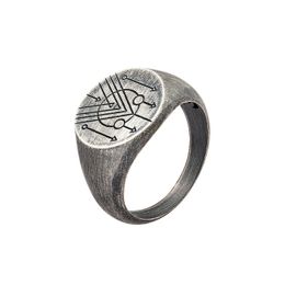 CAI CAÏ Fingerring 925 Silber Siegelring Kreis matt oxidiert Tattoo Motiv, grau|silberfarben