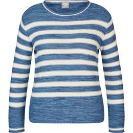 Rabe Pullover "Indigo Love", Rundhals, Rippbündchen, für Damen, blau, 44