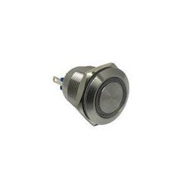 Bulgin Limited Pushbutton Switch, SPST, Momentary-tactile, 0.05A, 24VDC, Quick Connect Terminal, Panel Mount-threaded - MPI002/28/D5