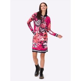 Heine Jerseykleid Heine, rosa|schwarz