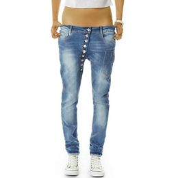 be styled Tapered-fit-Jeans Baggy Damenhosen mit asymetrischer Knopfleiste
