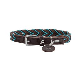 Hunter Tierbedarf Hunde-Halsband Halsband Solid Education Cord dunkelbraun/türkis