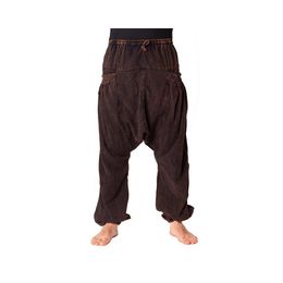 PANASIAM Wellnesshose Chillhose stonewashed im Aladin-Style aus 100% Baumwolle locker geschnittene Boho-Hose mit Taschen Freizeithose für Damen und Herren