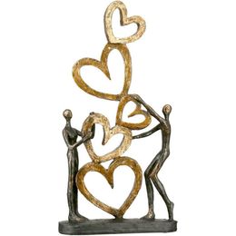 Casablanca by Gilde Dekofigur Skulptur Herz auf Herz, gold/schwarz (1 St), Dekoobjekt, Höhe 41, Wohnzimmer, goldfarben|schwarz