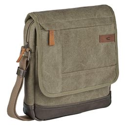 Camel Active Umhängetasche Air, Überschlagtasche aus Canvas und weich strukturiertem Lederimitat, grün