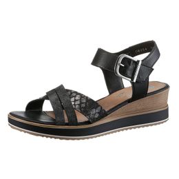 Remonte Sandalette, Sommerschuh, Sandale, Keilabsatz, mit Reptilien-Prägung, grau|schwarz