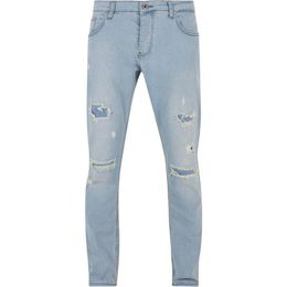 2Y Premium Bequeme Jeans Herren 2Y Destroyed Skinny Cropped Denim, blau