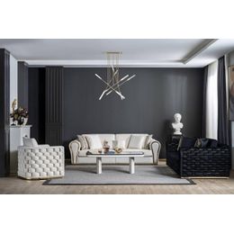 JVmoebel Wohnzimmer-Set Wohnzimmer Sitzgruppe Luxus Dreisitzer Sessel Designer Weißes Set 3tlg