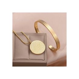 Lale Collection® Kette mit Anhänger Ayatul Kursi Halskette + Armreif Gold Schmuck Islam Muslim Quran