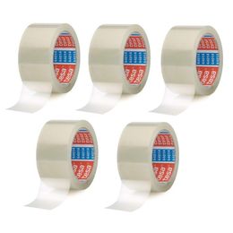 Tesa Klebeband 5x Tesa Packband 64014 PP transparent 50mm x 66 m