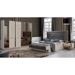 JVmoebel Schlafzimmer-Set Design Komplett Möbel Schlafzimmer Bett 2x Nachttische Kleiderschrank
