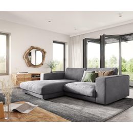 DeLife Ecksofa Cubico, Cord Silbergrau 250x190 cm Recamiere links Ecksofa