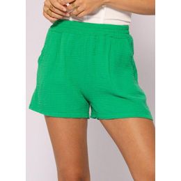 SASSYCLASSY Shorts Lockere Musselin Shorts mit Leo-Print High-Waist Baumwoll Shorts mit Eingriffstaschen und Gummibund