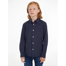 Tommy Hilfiger Langarmhemd SOLID STRETCH POPLIN SHIRT L/S Kinder Kids Junior MiniMe,für Jungen, blau