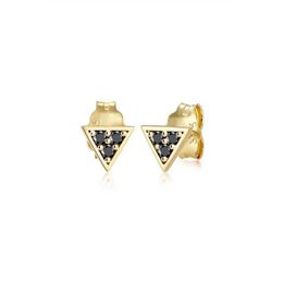 Elli DIAMONDS Paar Ohrstecker Dreieck Geo Black Diamant (0.09 ct) 375er Gelbgold, goldfarben