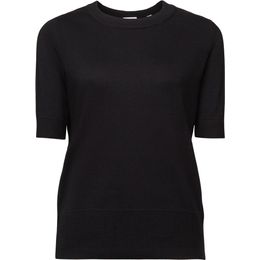 Esprit Pullover, Halbarm, Baumwolle, für Damen, schwarz, L