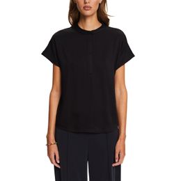 Esprit T-Shirt, Stehkragen, für Damen, schwarz, S